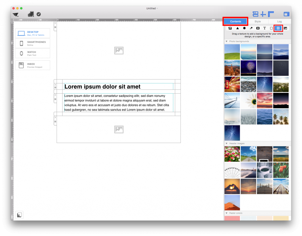 Applying A Background To A Text Area Mail Designer Create And Send 