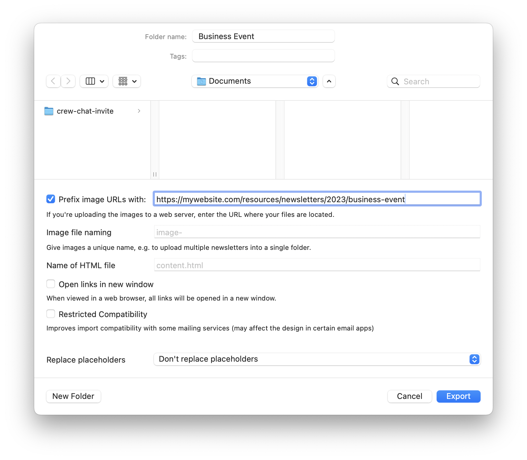 Exporting your design as a website – Mail Designer – Create and send ...