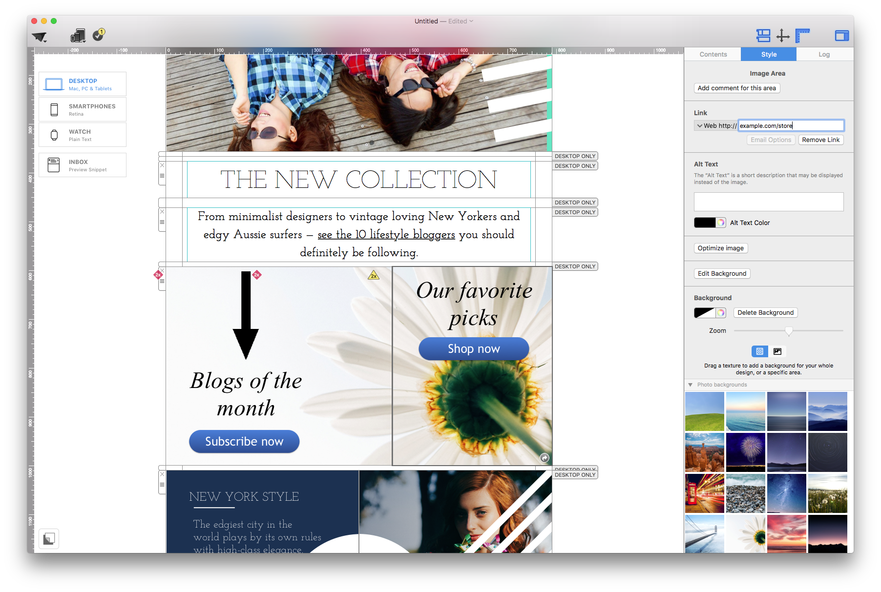 Adding multiple links with a single image background - Mail Designer – Create and send HTML ...