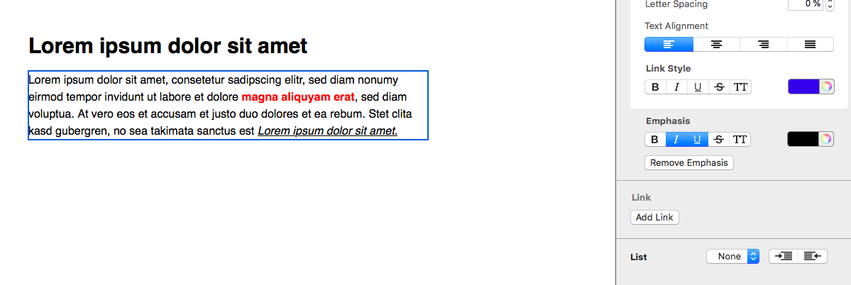 Apply Emphasis to a Text Section - Mail Designer – Create and send HTML ...