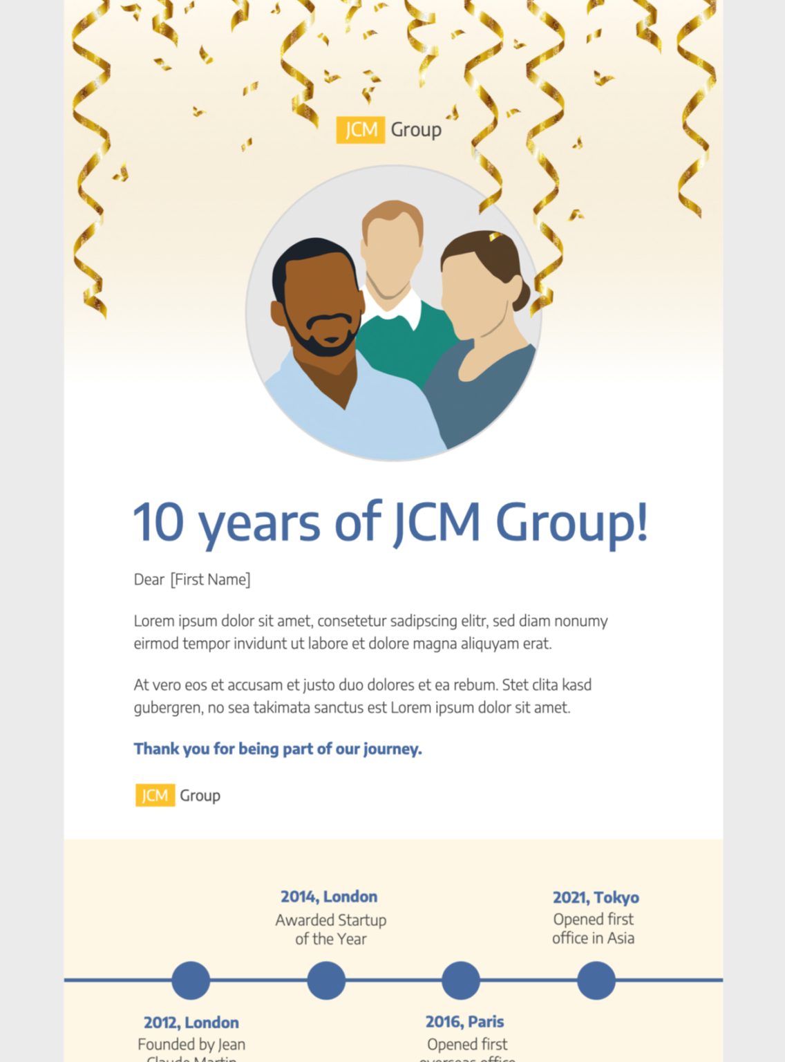 Company Milestone HTML Email Template - Mail Designer – Create and send HTML email newsletters